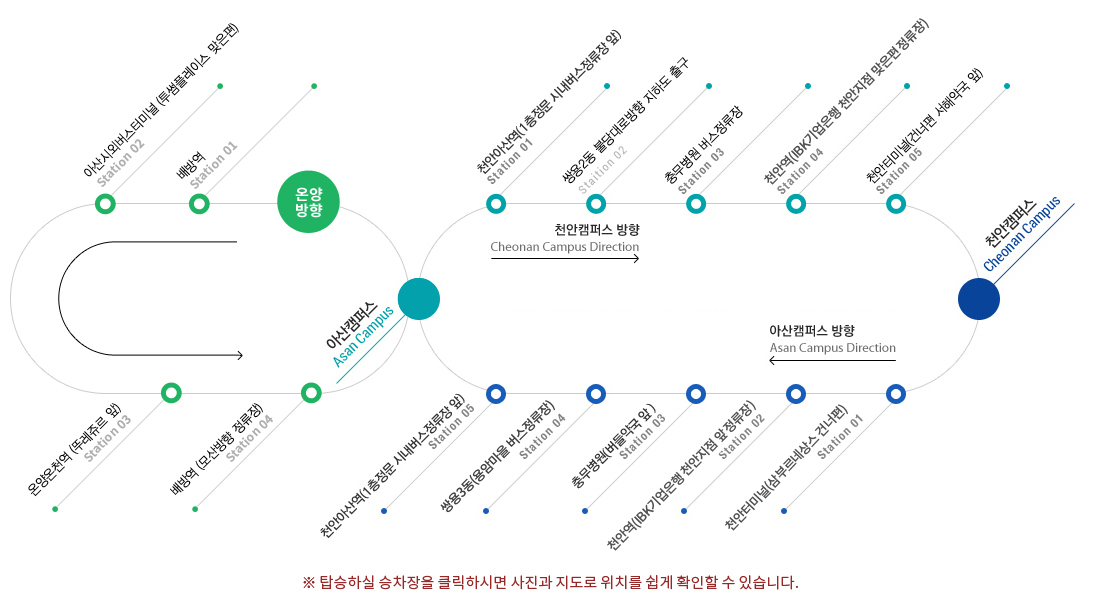 :: 호서대학교 :: 셔틀버스승차장 위치안내